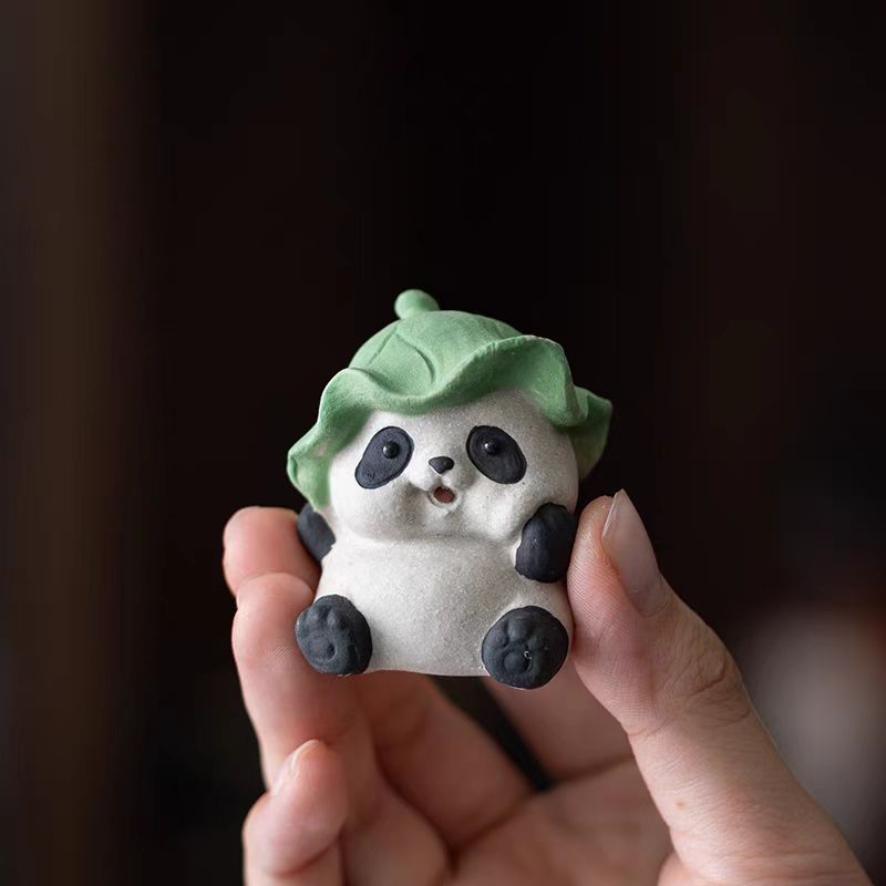 Lotus Leaf Panda Ceramic Figurin – Blingg Jewelry